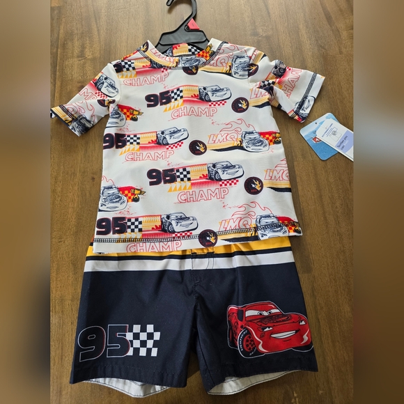 Disney | Swim | Lightning Mcqueen Disney Pixar Cars Boy Short Sleeve ...